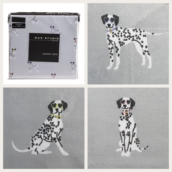 Max Studio | Bedding | Max Studio Dalmatians Sunnies Gray Queen Sheet ...